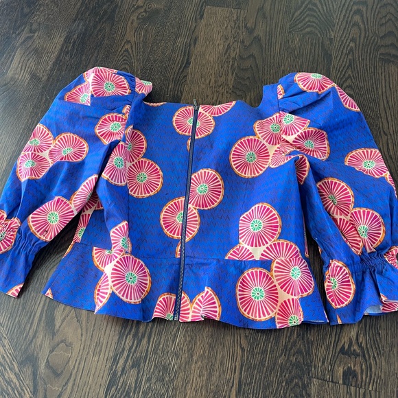 Autumn Adeigbo | Tops | New Mallory 4 Peplum Lace Up Puff Sleeve ...